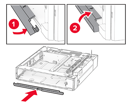 Installing the optional 550‑sheet tray