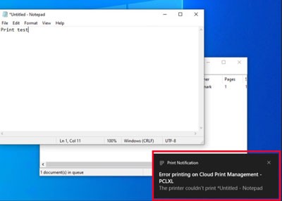 Troubleshooting error printing with Cloud Print Management