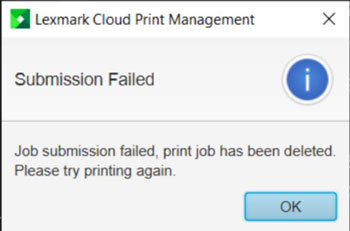 Troubleshooting error printing with Cloud Print Management